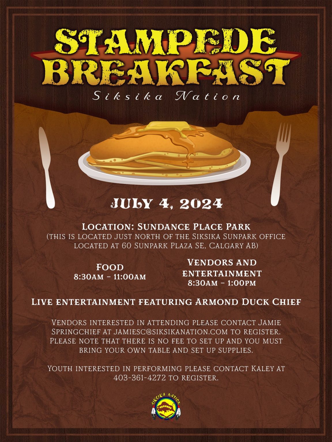 Stampede Breakfast July 4, 2024 in Calgary, AB - Siksika Nation