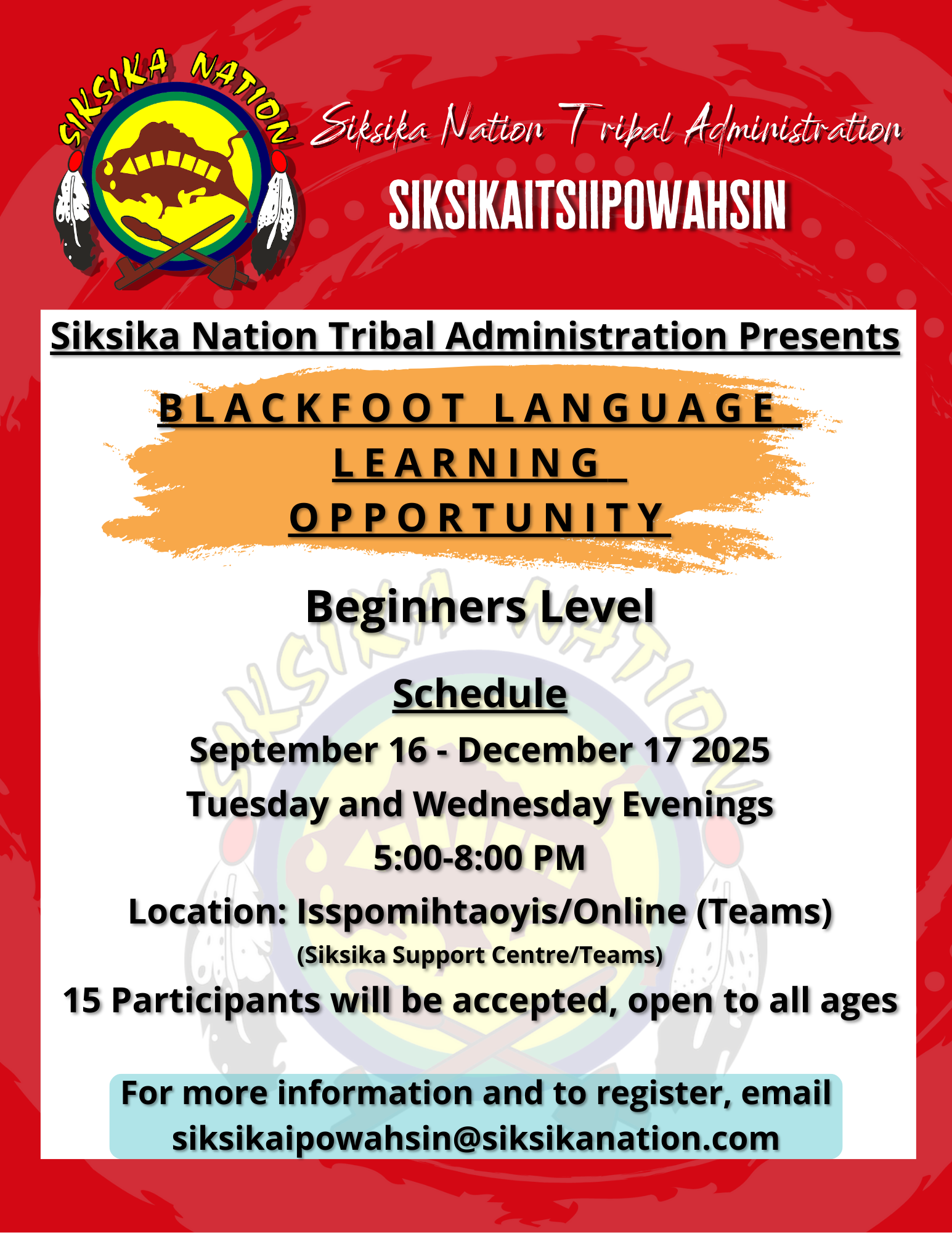 siksikaitsiipowahsin - Blackfoot Language Learning Opportunity ...